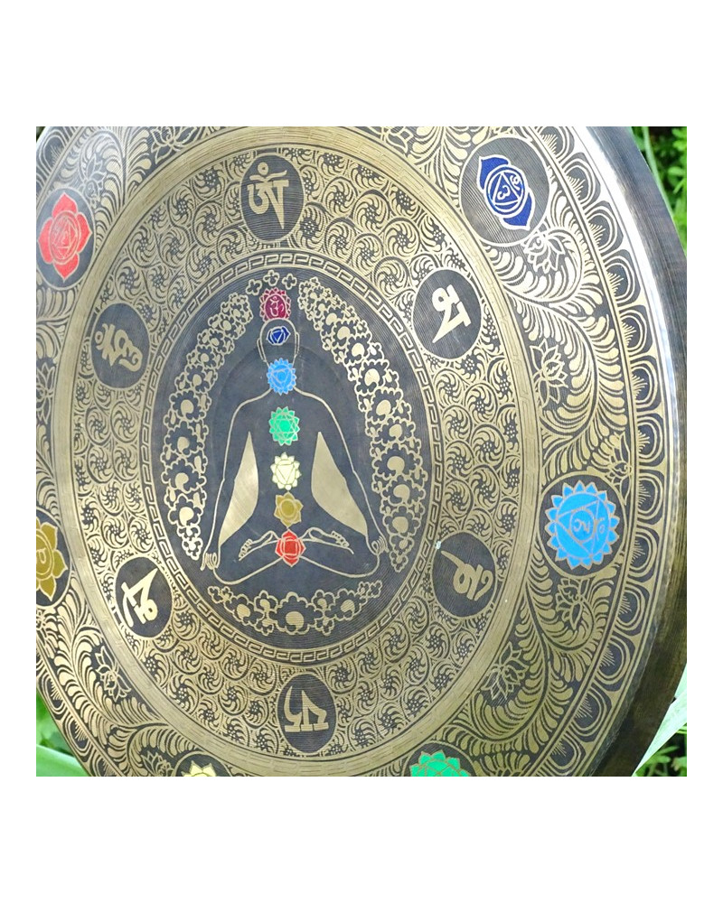 Gong gravé 7 chakras 50 cm