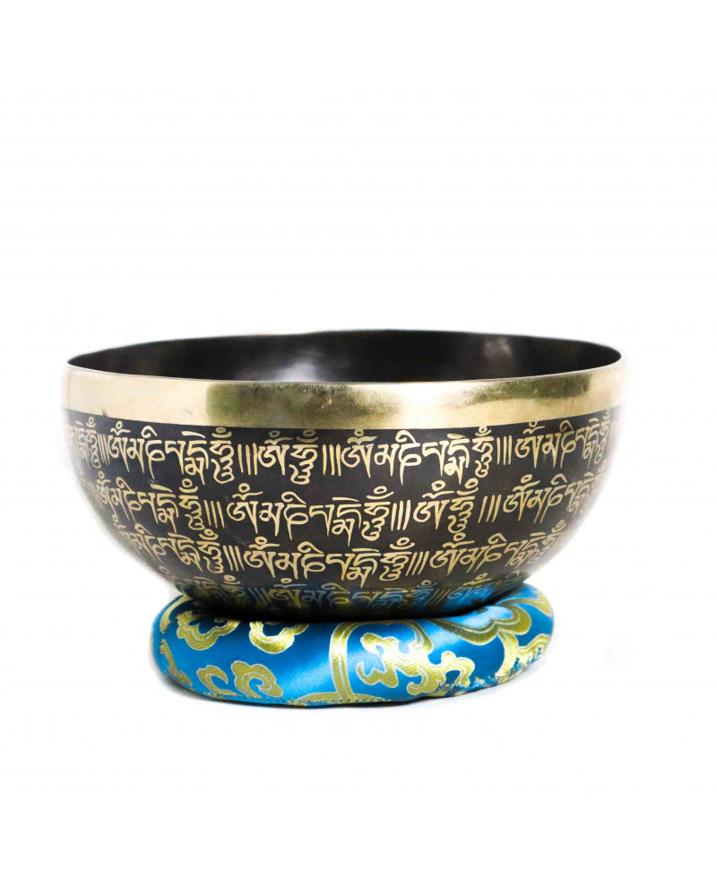 Bol chantant tibétain gravé de mantras 21cm 7 Métaux