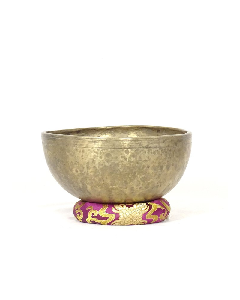Bol chantant antique Jambati 23 cm en bronze de l'himalaya